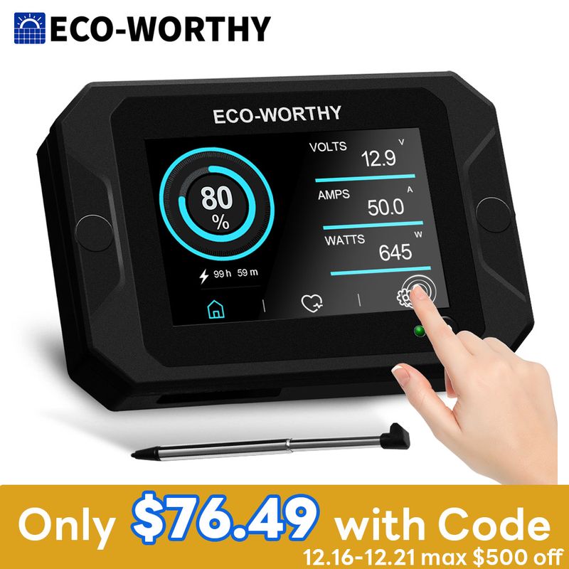 ECO-WORTHY 300A Battery Monitor Hall Sensor 9-80V for LiFePO4/AGM/Gel ...