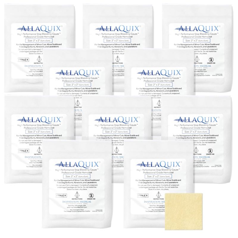 AllaQuix High Performance Stop Bleeding Gauze - Large (2"x2"Square ...