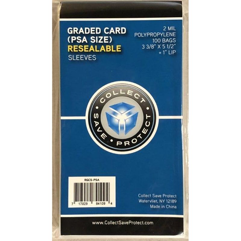 CSP - PSA Sized Graded Card Sleeves Resealable Bag - 2 Mil - 100 Bags ...