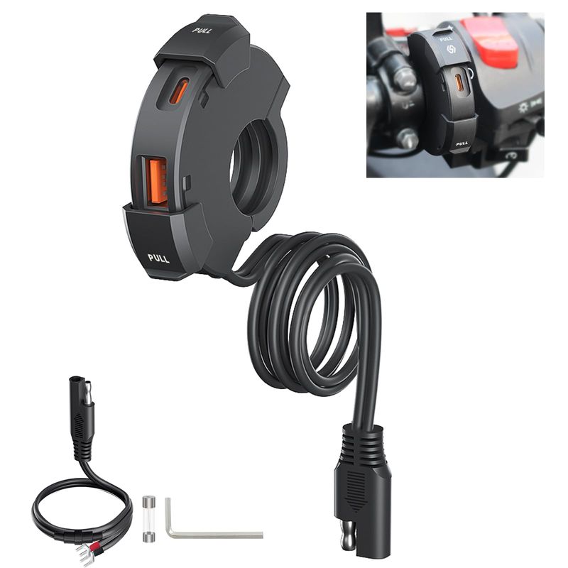Thlevel Motorcycle USB Charger Socket 18W QC3.0 & 30W PD Quick Charging ...