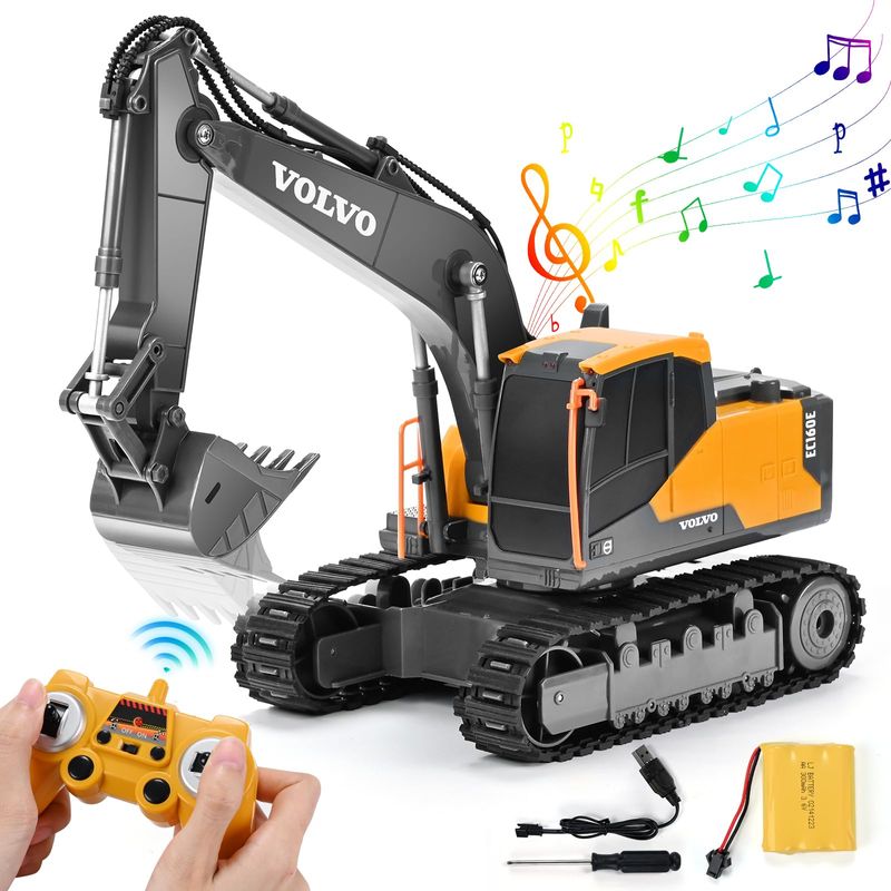 DOUBLE E Volvo RC Excavator Remote Control Excavator Toy for Boys Full ...