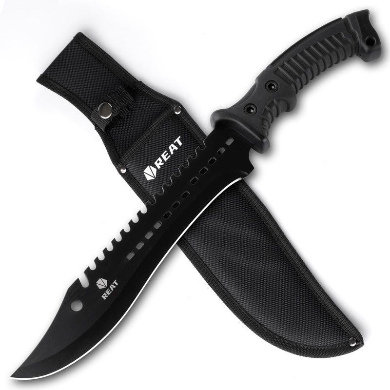 REAT Machete with Shaeth,15" Hunting Knife with 420 Stainless Steel ...