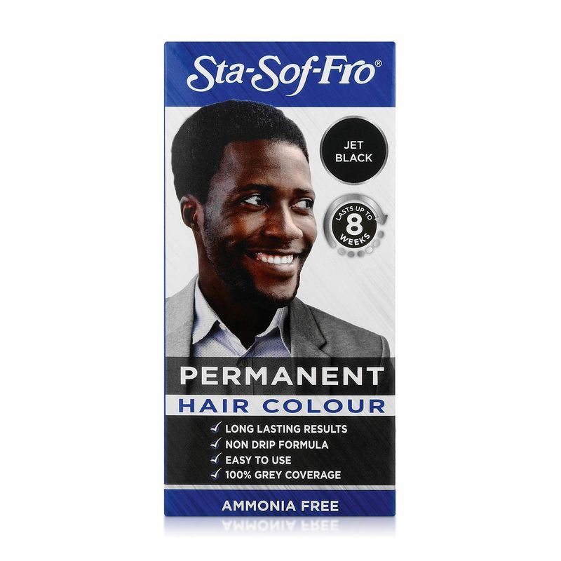 Sta Sof Fro Permanent Black Hair Dye for Men - Cream Formula, Jet Black ...