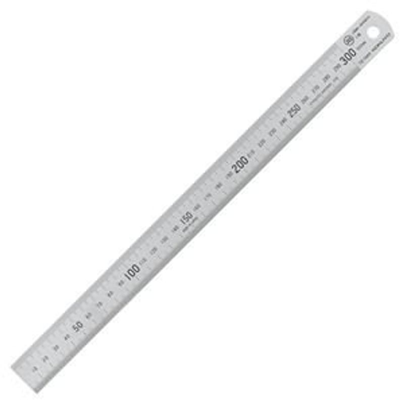 Kokuyo TZ-1343 Stainless Steel Straight Ruler, C-Shaped, JIS1 Grade 11.8 inches (30 cm), 1 Piece ...