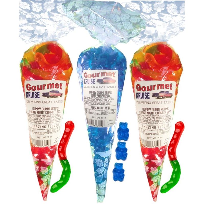 Gummy Worms (2) Wild Fruit Assorted (1) Blue Raspberry Gummi Bears (NET ...