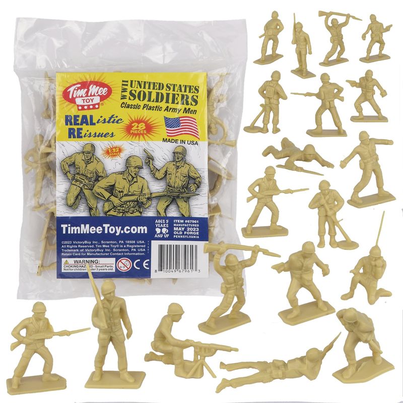 Tim Mee Toy Plastic Army Men - 28pc Tan WW2 Soldier Figures - Made in ...