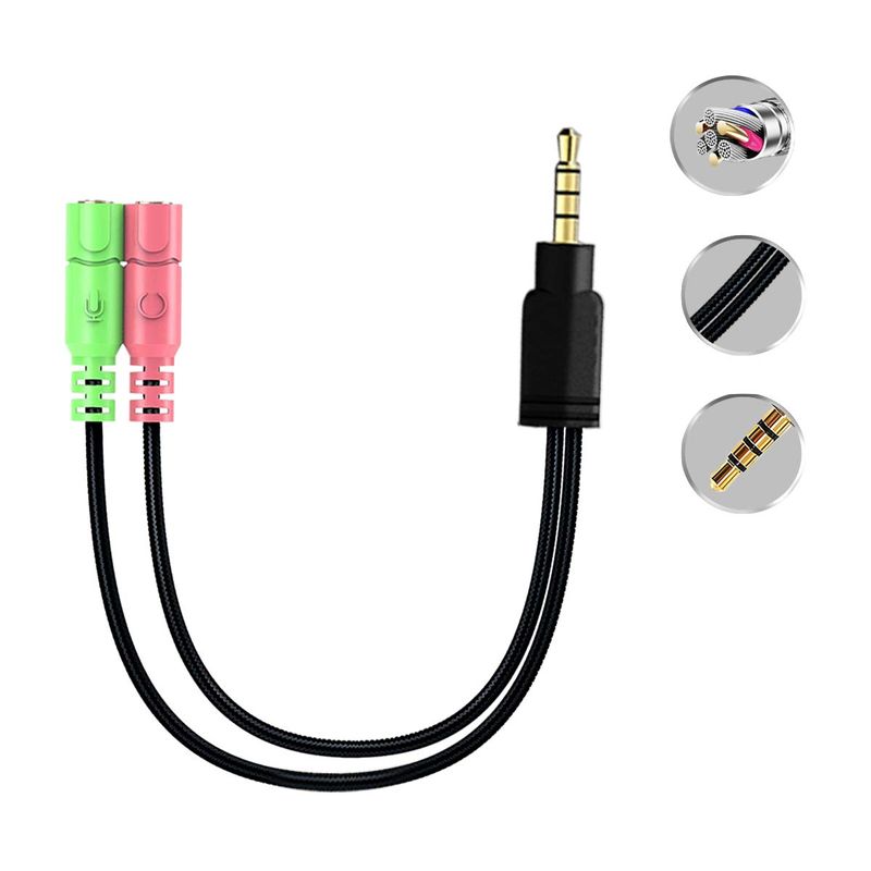 3.5mm Adapter Cable, Y Junction Jack Connector Cable, 3 Pole Female x 2 ...