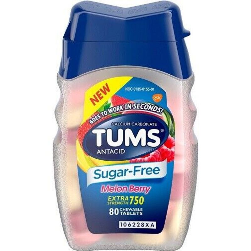 Tums Extra Strength Antacid Sugar Free Melon Berry Chewable Tablet ...