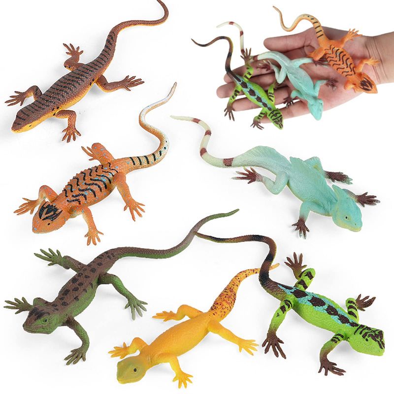 SCAHOW 6PCS Rubber Lizard Toys, Colorful Plastic Fake Lizards ...