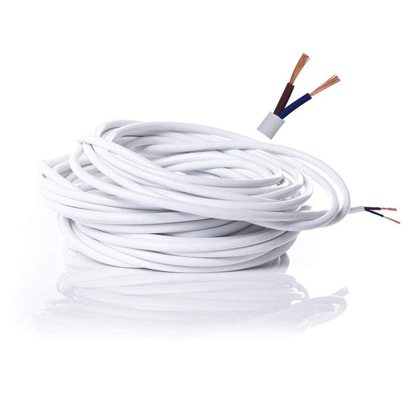 Electrical Wire - 2 Core Flat White PVC Mains Copper Wire High ...