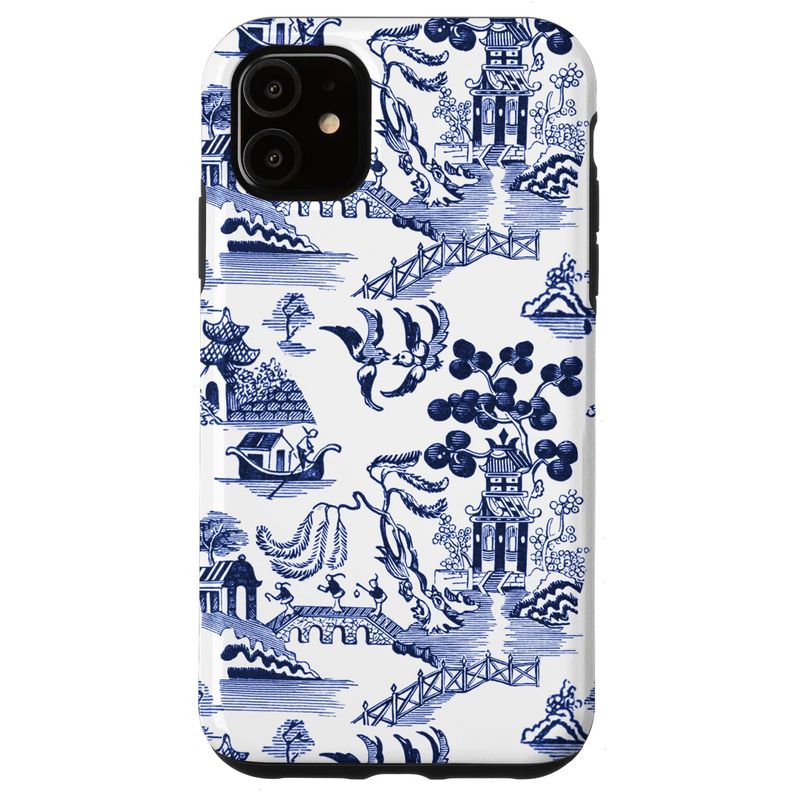 iPhone 11 Preppy Blue and White Willow Pattern Chinoiserie Toile Case ...