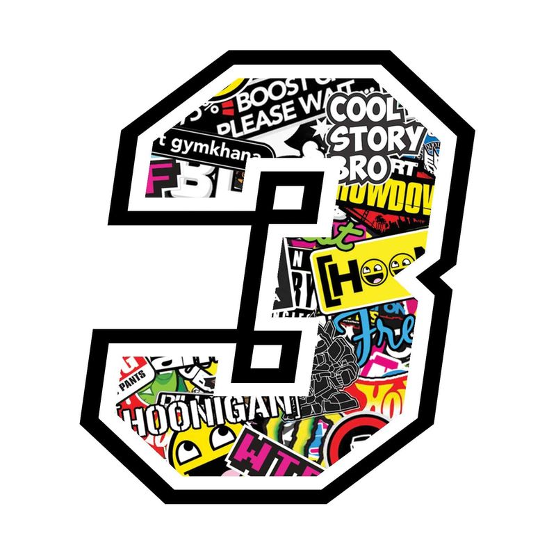 Sticker Number 3 Race 12 cm – Sticker Bomb – Race Cross Track Car ...