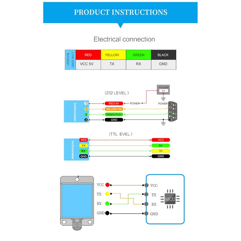 [Military Grade Accelerometer + Inclinometer] HWT901B-RS485 High Precision MPU-9250 9-Axis ...