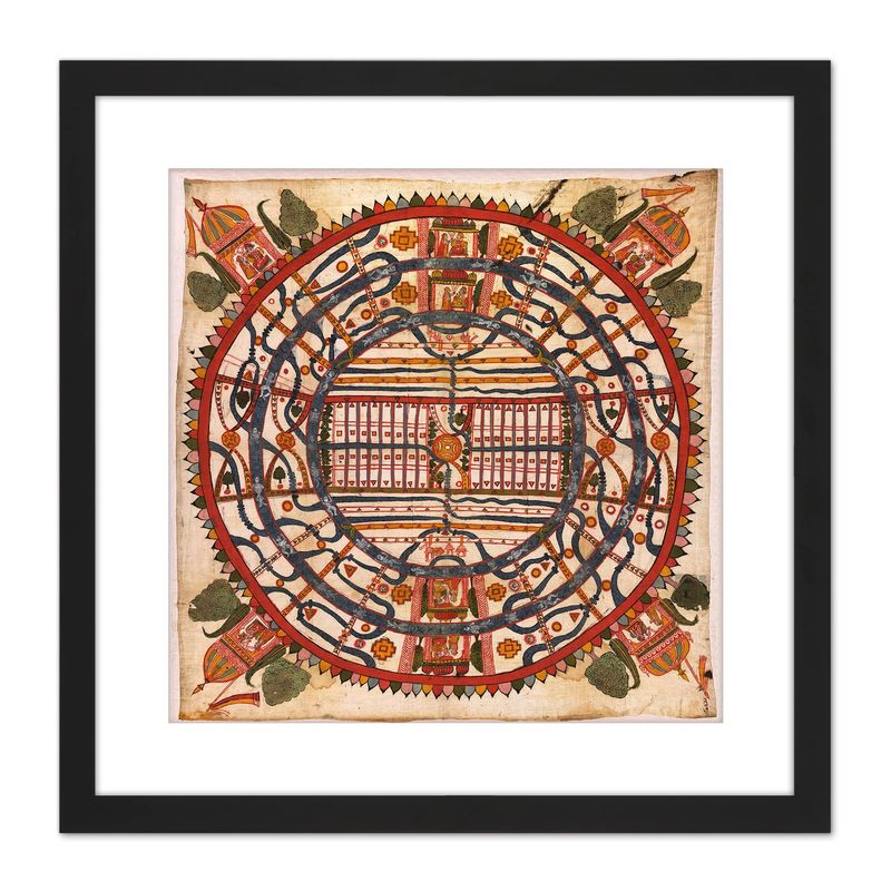 Artery8 Map Antique Cosmology 1890 Rajasthan Jain World Men Replica 9X9 ...