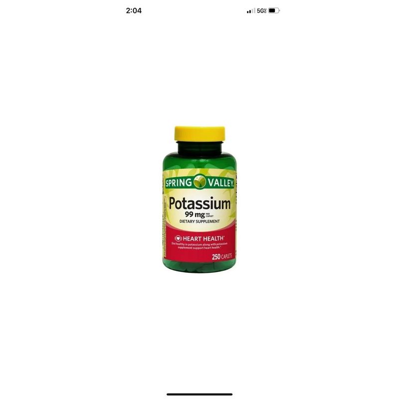 Spring Valley Potassium Dietary Supplement Caplets 99 mg 250 Count ...