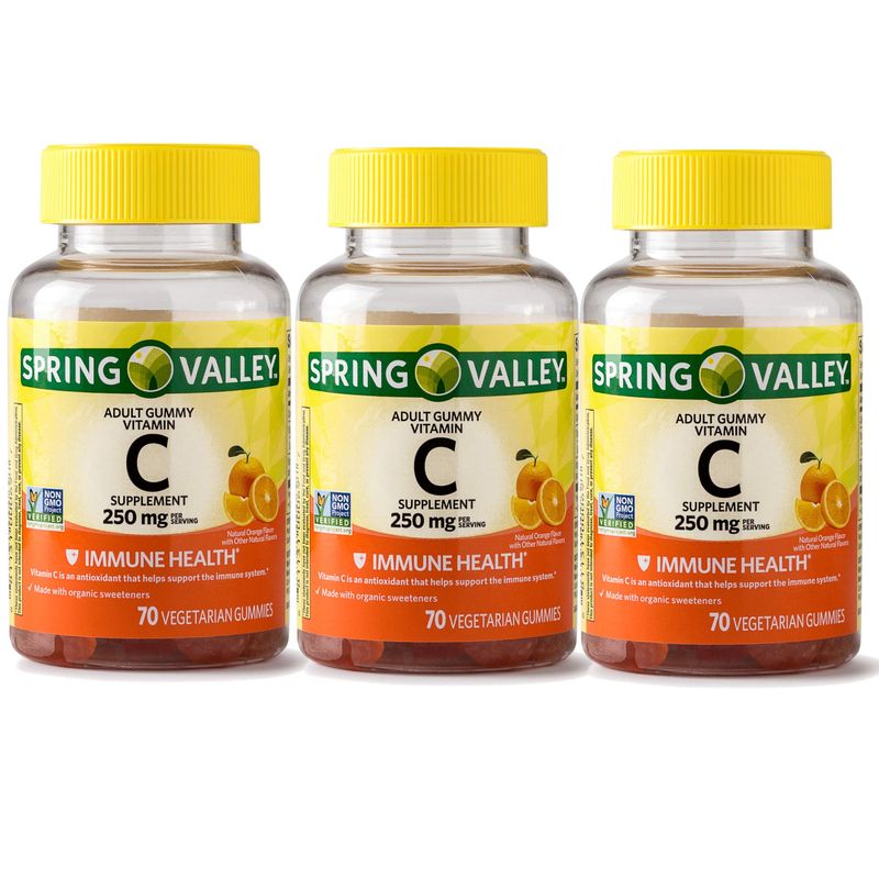 SPRING VALLEY Adult Gummy Vitamin C,250MG, Pack of 3, 70 Gummies Each ...