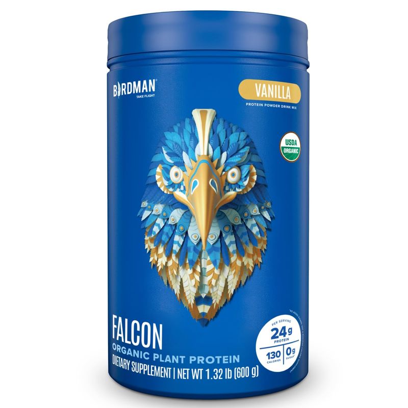 BIRDMAN Falcon Organic Vegan Protein Powder Vanilla, 24g Protein, Sugar ...