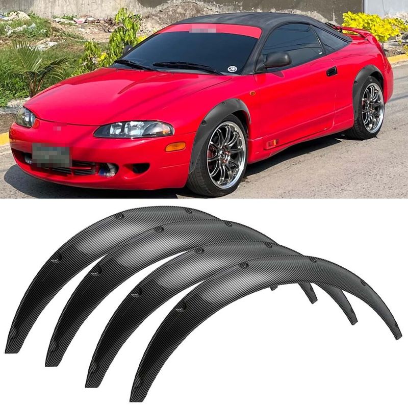 Carbon Fiber Look Fender Flares Extra Wide Body Kit For Mitsubishi ...