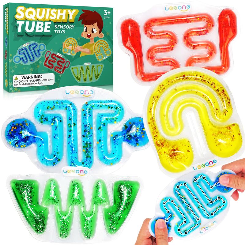 Sensory Squeeze Toys for Autism, LESONG 4 Pack Squishy Sensory Tubes ...
