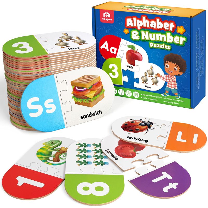 Coogam Alphabet Number Matching Cards, 36pcs Letter Number Sight Words ...