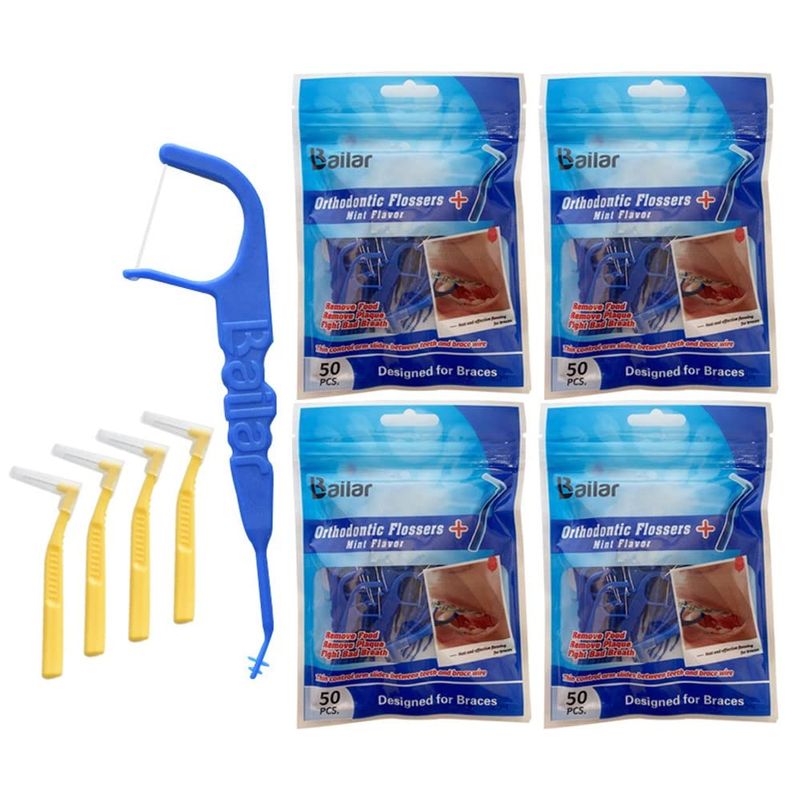 Ortho Floss| Floss for Braces| 200 Count Bag| Pack of 4 Bonus 4 ...
