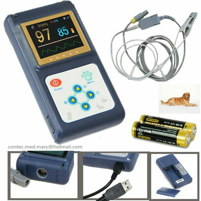 Dog Cat Veterinary Pulse Oximeter Tongue/Ear Blood Oxygen Meter SpO2 PR ...