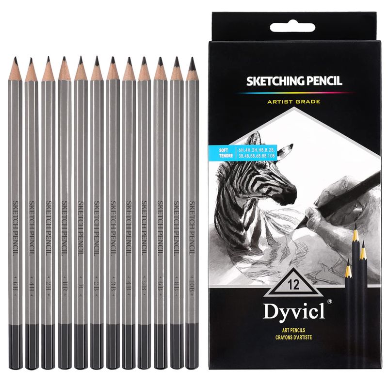 Dyvicl Professional Drawing Sketching Pencil Set - 12 Pieces Drawing ...