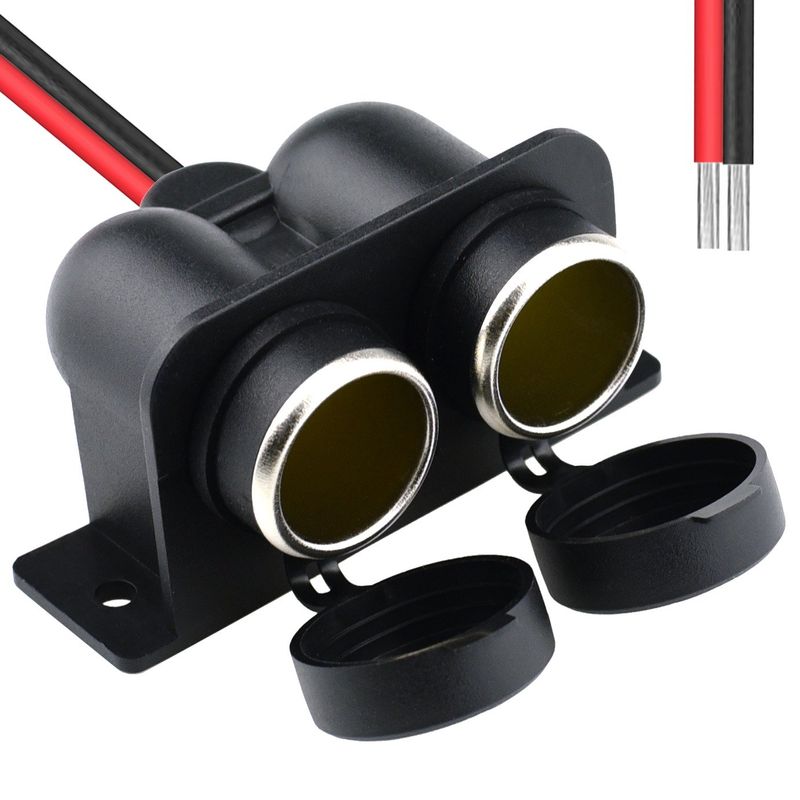 Cllena Dual Cigarette Lighter Socket Waterproof 12V Power Outlet for ...