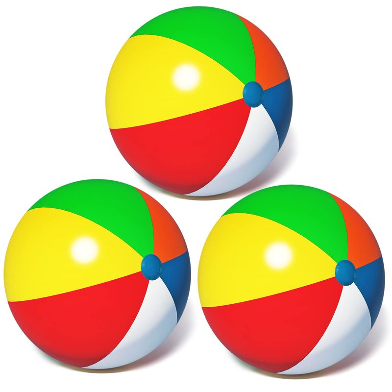 Pijaborg Beach Balls 3 Pack, Rainbow Beach Balls 24 inch for Kids ...