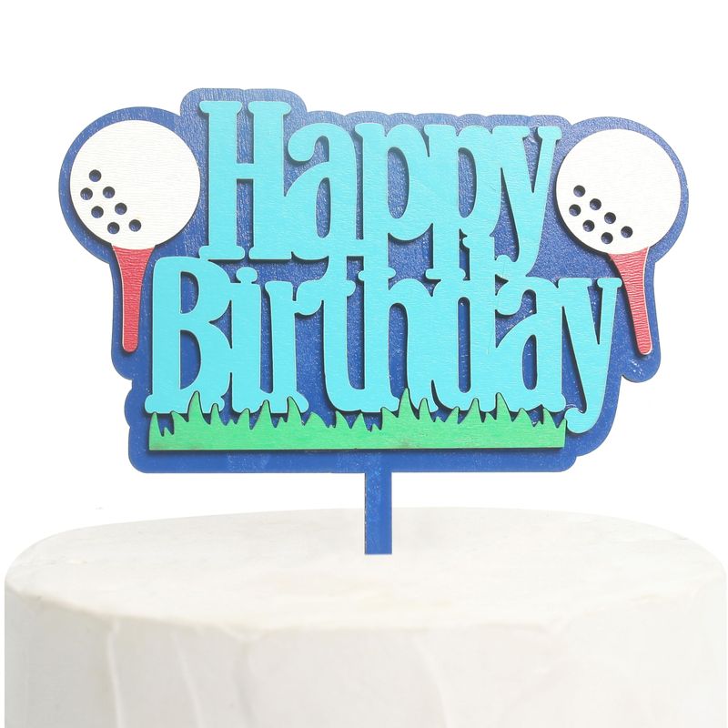 Wooden Golf Cake Topper For Birthday Party，Golf Themed Cake Toppers For ...