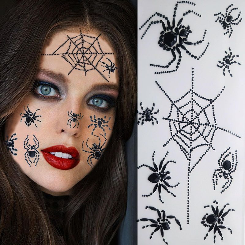 Halloween Spider Web Face Tattoo Stickers, Temporary Tattoos Stickers ...