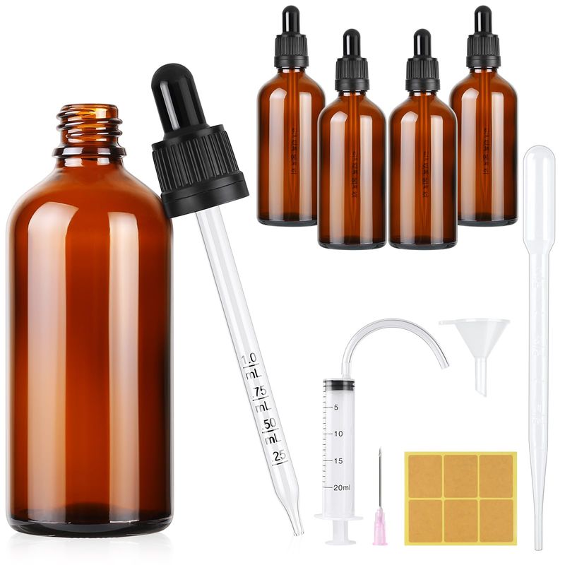Furuising 4PCS Glass Dropper Bottle,100ML Pipette Dropper Bottle ...
