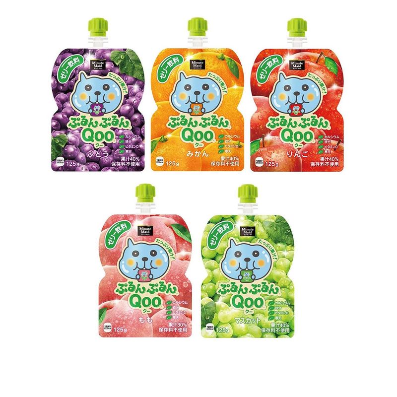 Coca-Cola Minute Maid Purunpurun Qoo Koo, 5 Types Set (Grape, Mandarin ...