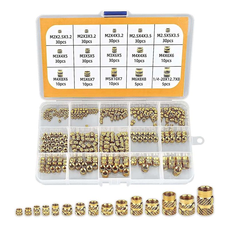 Knurling Nuts 300pcs M2 M2.5 M3 M4 M5 M6 Female Threaded Nuts Brass ...