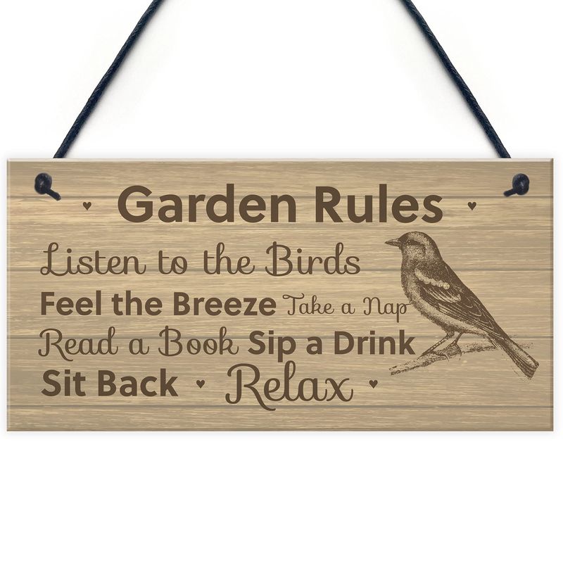 RED OCEAN Garden Rules Sign Shabby Chic Garden Summerhouse Shed Sign ...