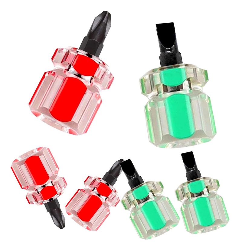 6 Pcs Mini Stubby Screwdriver Set - Ultra Short Flat Head & Phillips ...