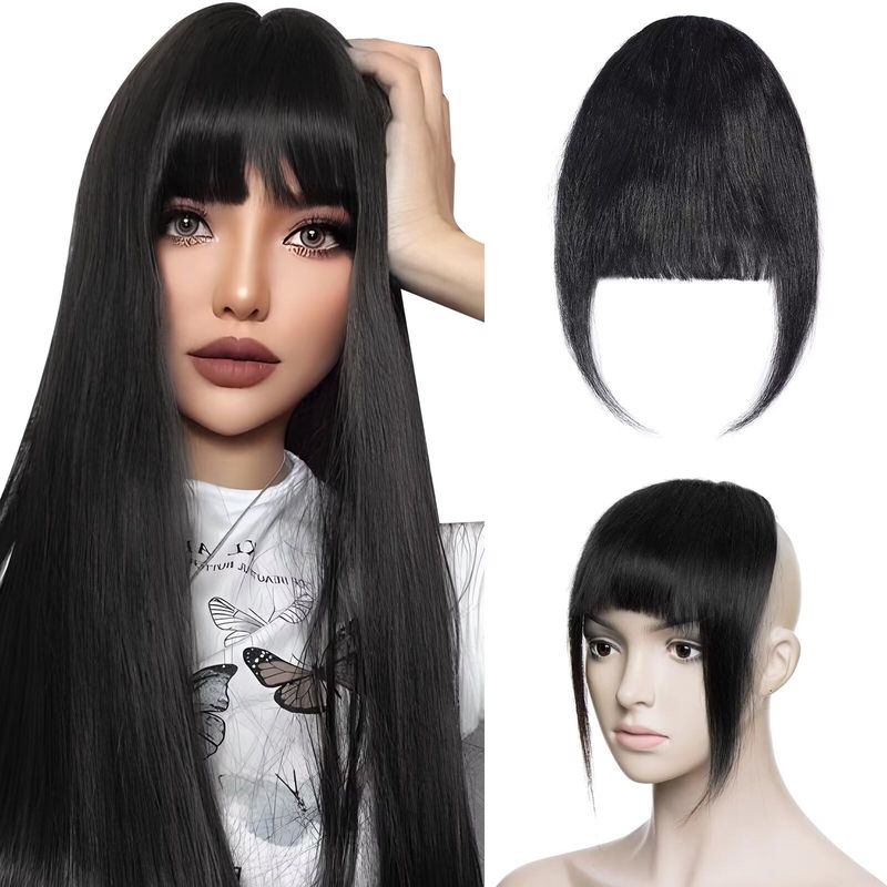 Silk-co Fringe Extensions Clip in Human Hair Extensions One Piece Hair ...