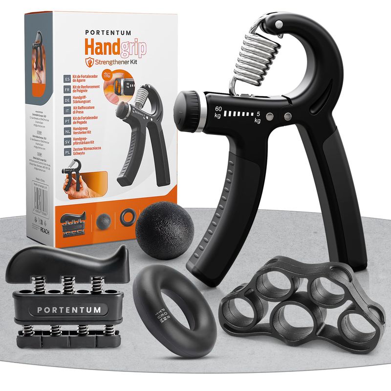 PORTENTUM Hand Grip 6-Piece Set, Adjustable Hand Strengthener, Hand ...