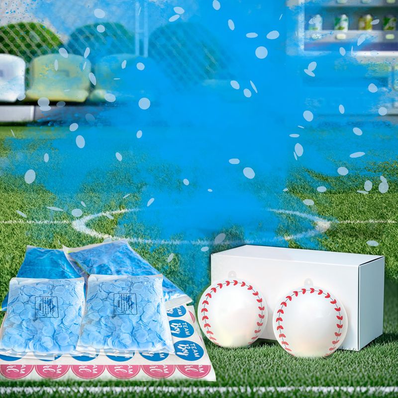 POPUPARTY 2 Pack Gender Reveal Baseball Set (Blue Balls) Exploding with ...
