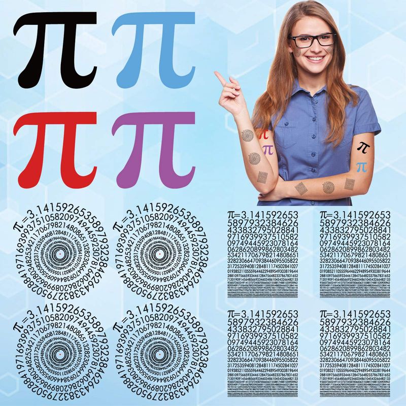 Konsait 96Pcs Pi Symbol Tattoos, Math Stickers,Pi Temporary Tattoos, Pi ...