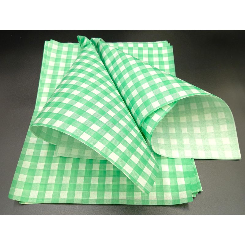 500 x Green Gingham Greaseproof Paper Sheets - 250mm x 320mm | Food ...