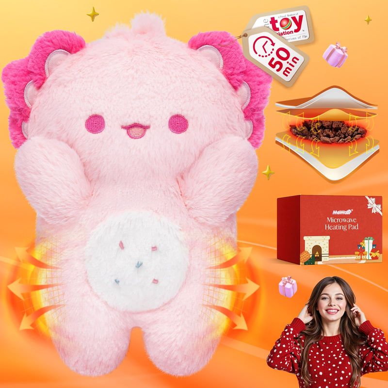 Mewaii Warm Plush Axolotl Stuffed Animals Heating Pad, Heatable Axolotl ...