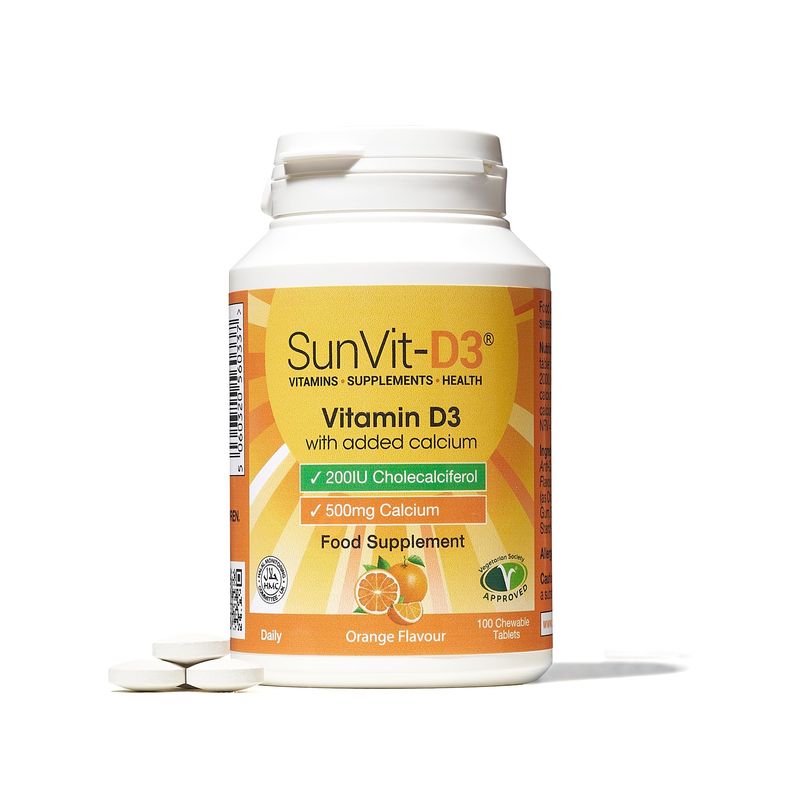 SunVit-D3 Vitamin D3 200IU with Added Calcium Tablets - Calcium and ...