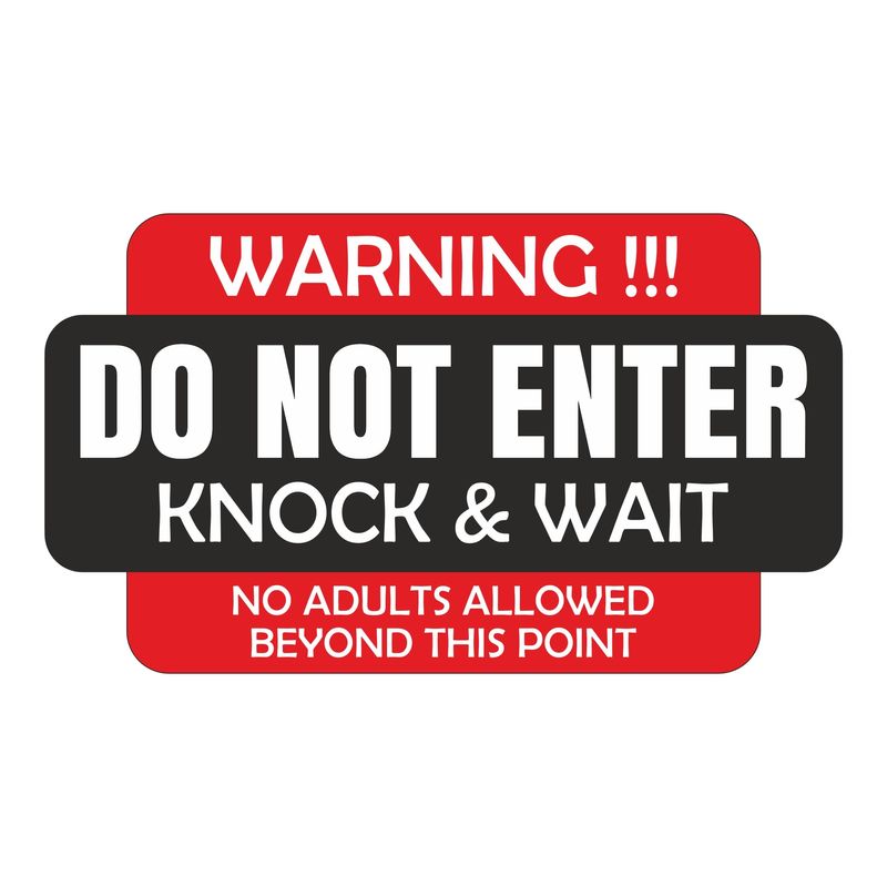 Do Not Enter - Knock & Wait Kids Bedroom Door Sign - Private - No Entry ...