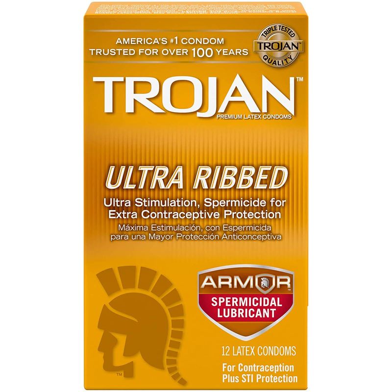 TROJAN Stimulations Ultra Ribbed Spermicidal Condoms, 12 Count - Online ...