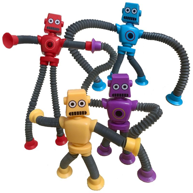 Pop Tubes Robot Toy, 4 Packs Fidget Toys Telescopic Suction Cup ...
