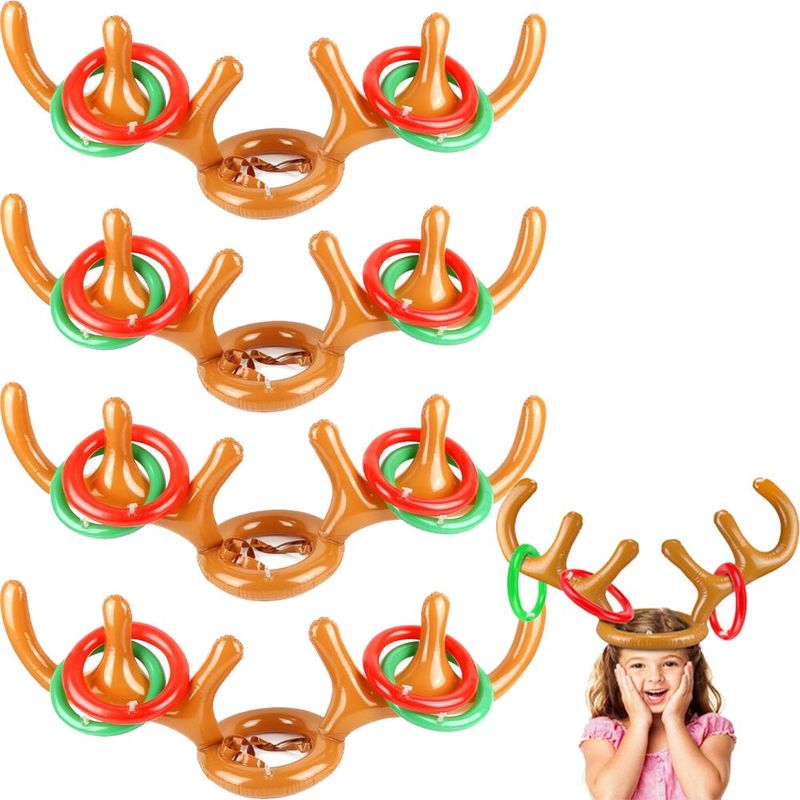 4 Pack Inflatable Antler Ring Games, Reindeer Ring Stocking Stuffers ...