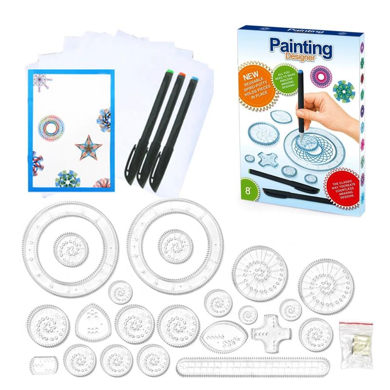 KEUGT Spirograph, 26 Piece Spiral Drawing Ruler,Kids Spiral Drawing ...