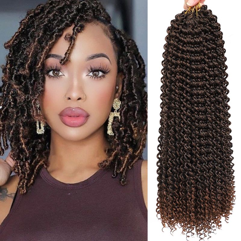 Passion Twist Hair 14 Inch 7 Packs Water Wave Crochet Hair Black Wrap ...