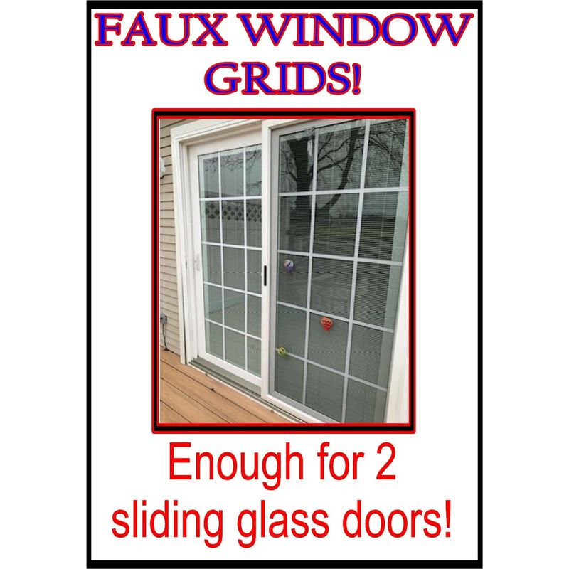WHITE OR BLACK Faux Sliding Glass Door grids vinyl replacement lines ...
